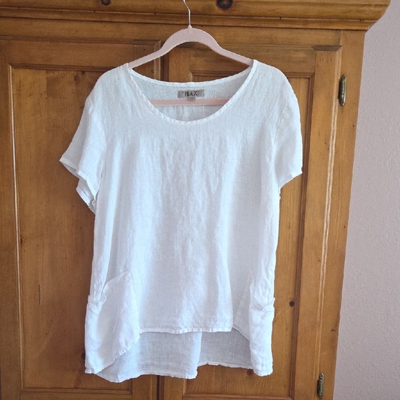 Flax | Tops | Flax White Asymmetrical Short Sleeve Tshirt | Poshmark